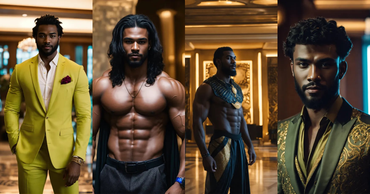 Lexica - Handsome human-looking alien male. With black skin. Arab ...