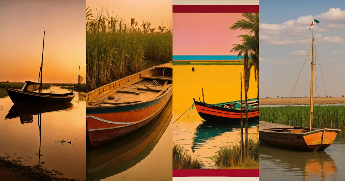 Lexica - 1970s basra marshes vogue boat