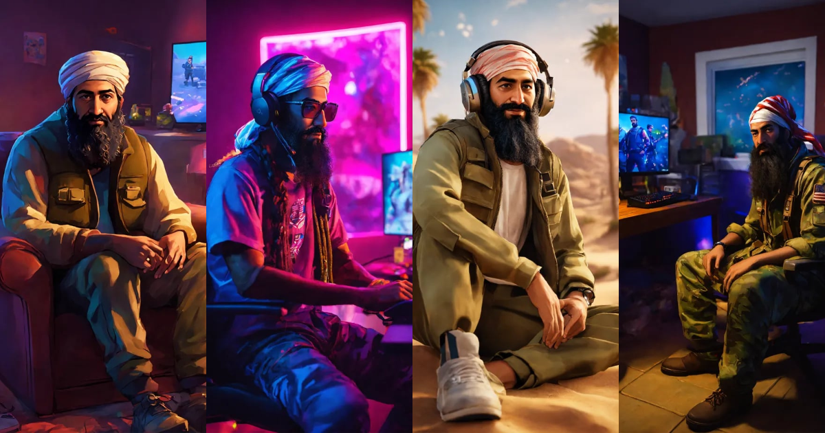 Lexica - Osama bin laden is playing fortnite photo realistic