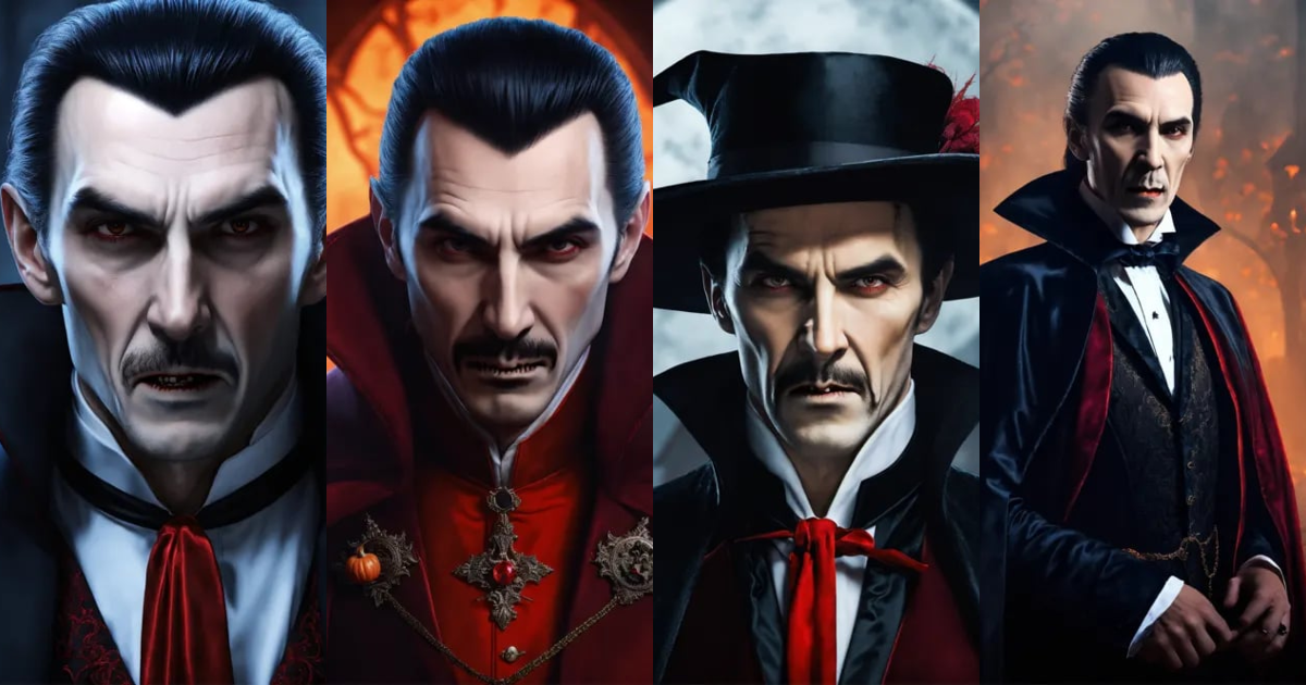 Lexica - Image of Count Dracula, full portrait, Halloween background ...