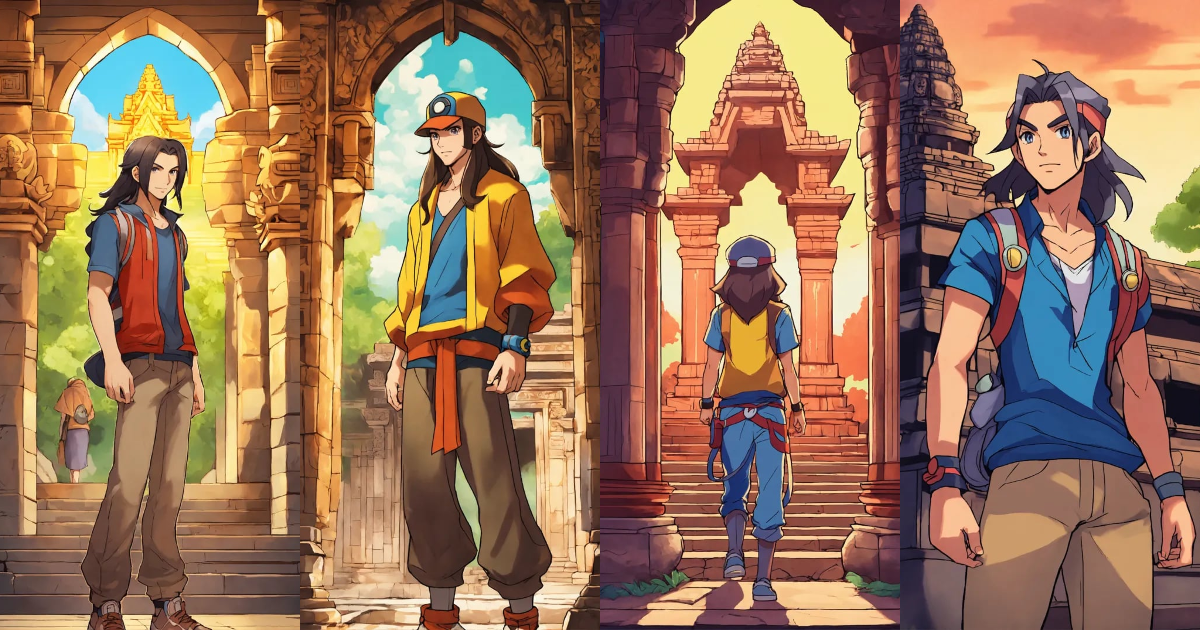 Lexica - A Pokemon trainer guy 30 years old with long hair in Angkor ...