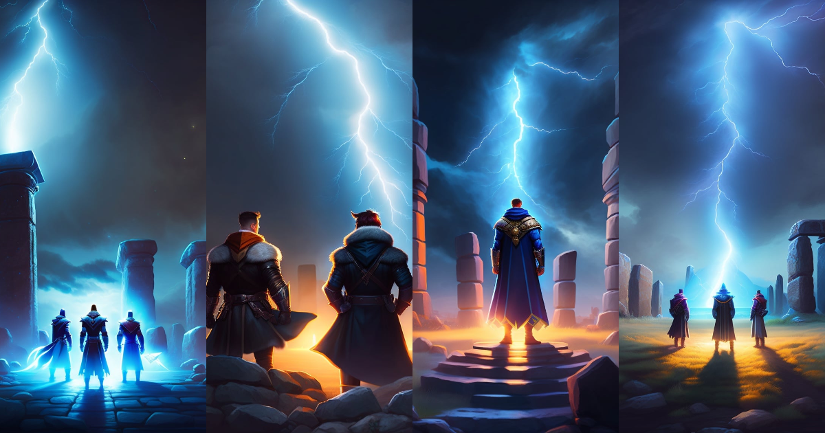 Lexica - Jon, Arthur and Calvin, sentenced mages, are kneeling in the ...