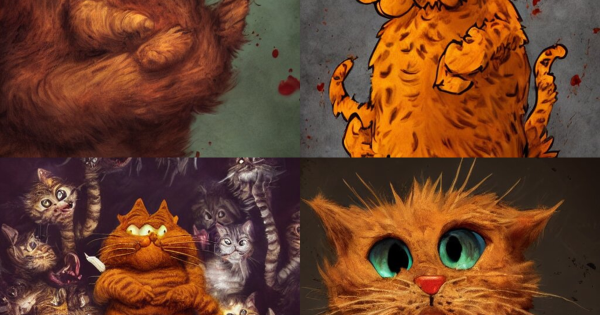 Lexica - Realistic photograph of a horrorific monster garfield the cat ...