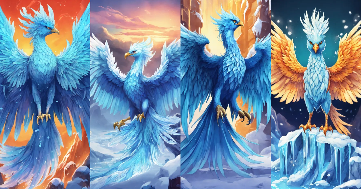 Lexica - A majestic ice phoenix , cartoon art