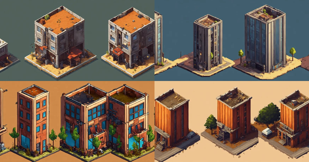 Lexica - Isometric. short to tall Upgrade progression of a post ...