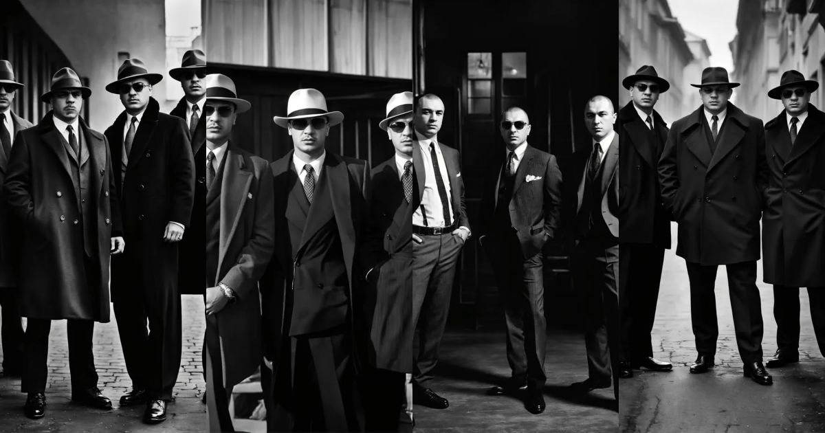 Lexica - Retro picture of 4 russian mafia members black and white
