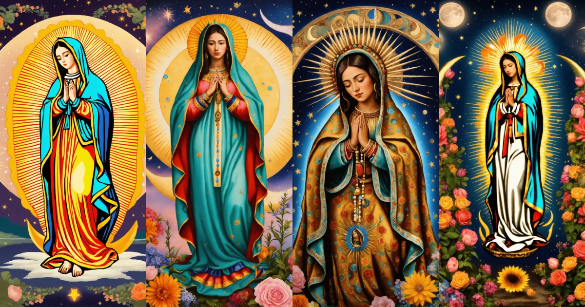 Lexica - Virgen de Guadalupe as a moon goddess with a crescent moon ...