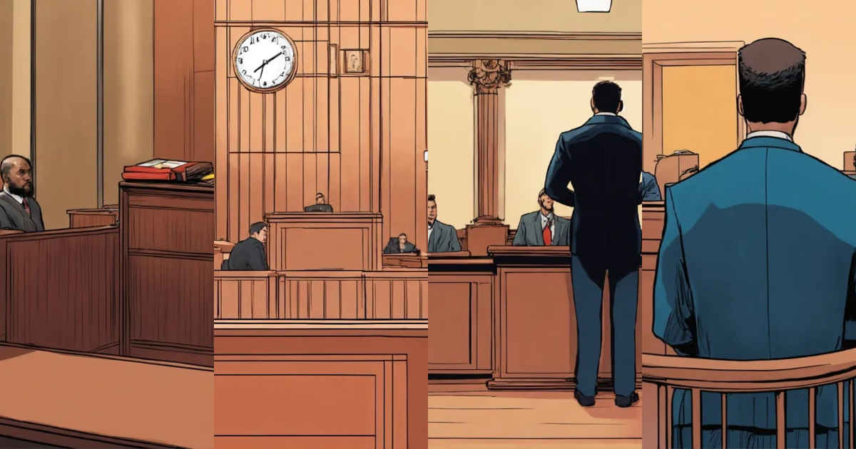 Lexica - Comic drawing of a person in court on trial