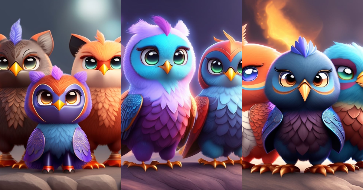 Lexica - Ember, Twinkle, and Hoot standing together, united against the ...