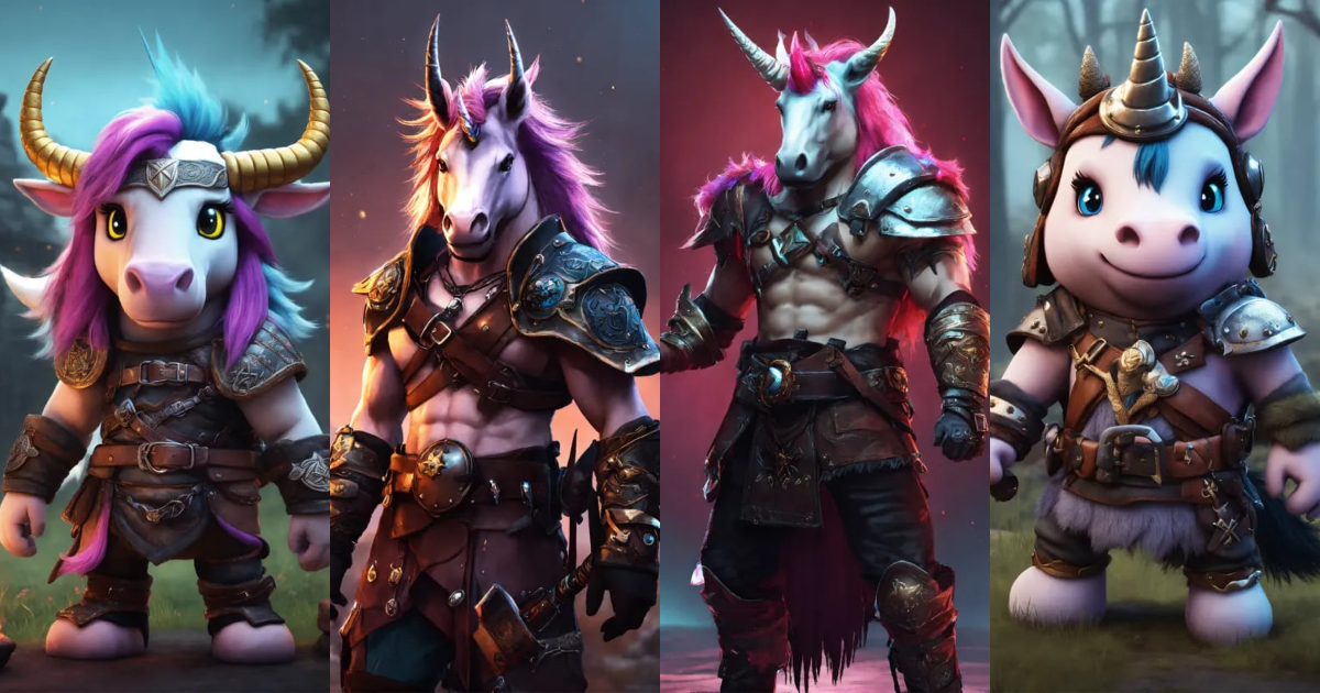 Lexica - Game character cartoonish realistic emo rock evil emo unicorn ...