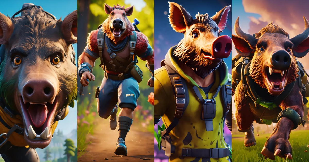 Lexica - Fortnite character mixed with wild boar head running, 8K ...