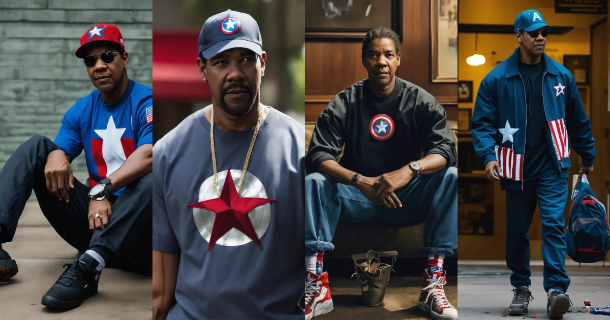 Lexica - Denzel Washington, captain america, hiphop streetwear drip