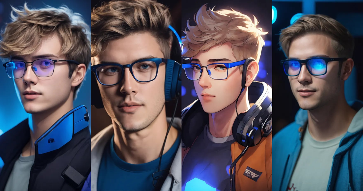 Lexica - Male streamer, short dark blonde hair, no facial hair, square ...