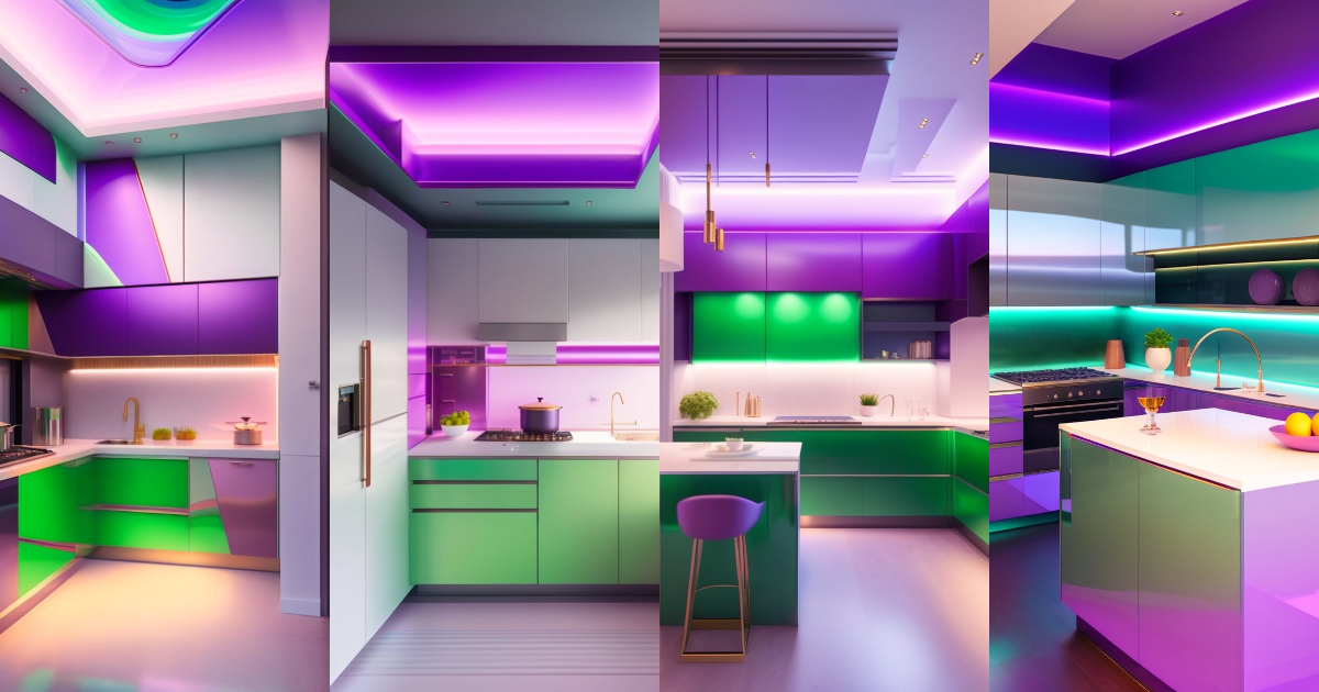 Lexica - Green and purple Interior of luxury kitchen 12 square meters ...