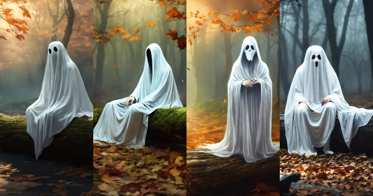 Lexica - Create a digital art piece featuring a white ghost sitting on ...