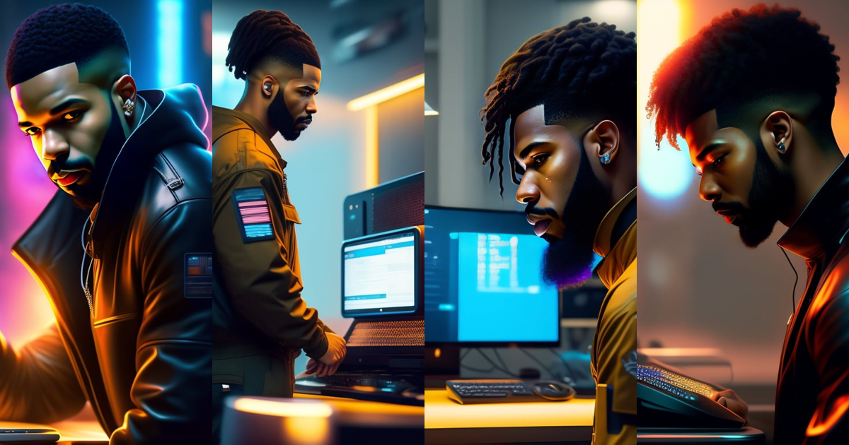 Lexica - “real drake hacking a computer, very epic, digital art, cyber ...