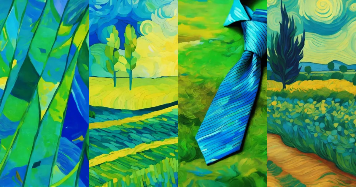 Lexica - Van gogh style illustration of a tie, vibrant green and blue tones