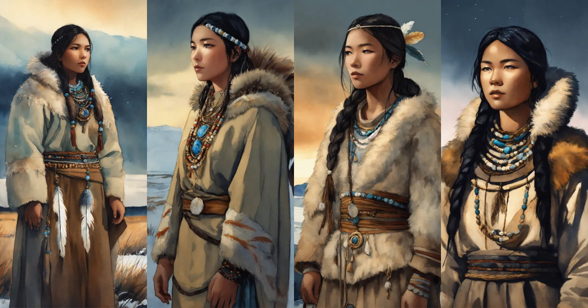 Lexica - Illustration of an inuit woman, young, 18 years old, beautiful ...