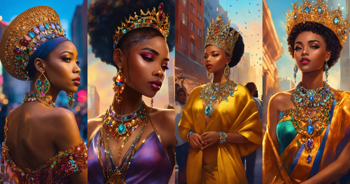Lexica - Stunningly gorgeous African American queen adorned with ...