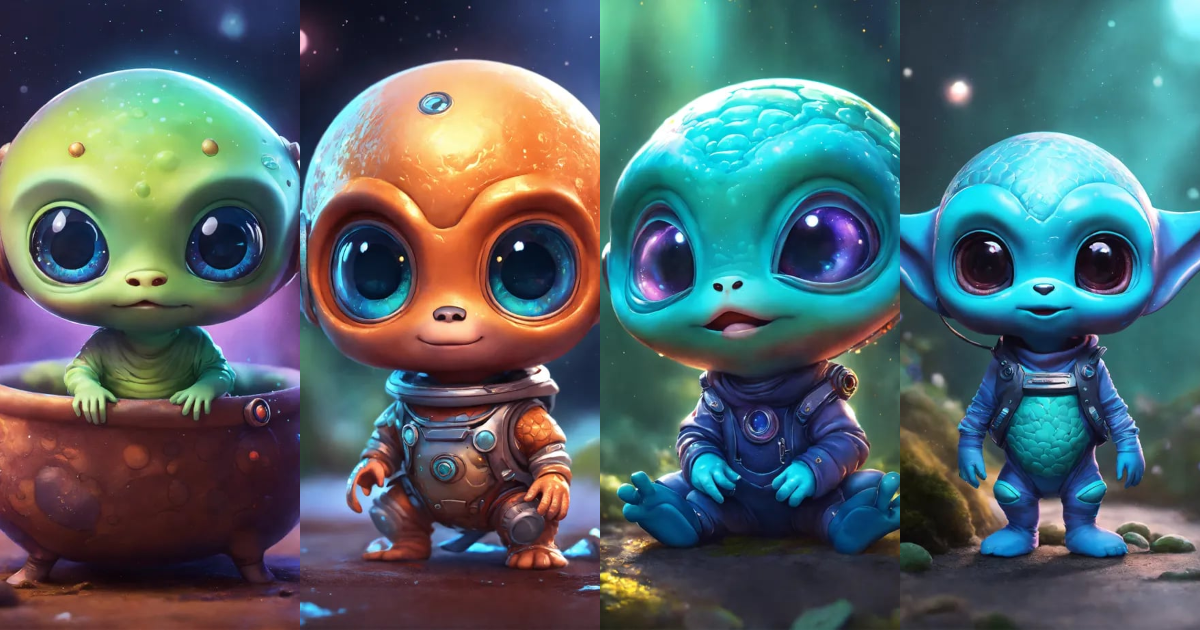 Lexica - Cute and adorable cartoon alien baby, fantasy, dreamlike ...