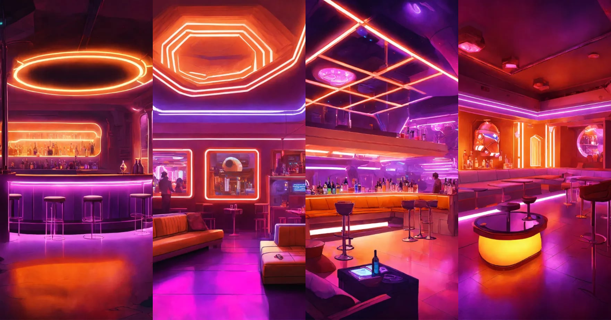 Lexica - Digital art of a Star Wars cantina night club with an open ...