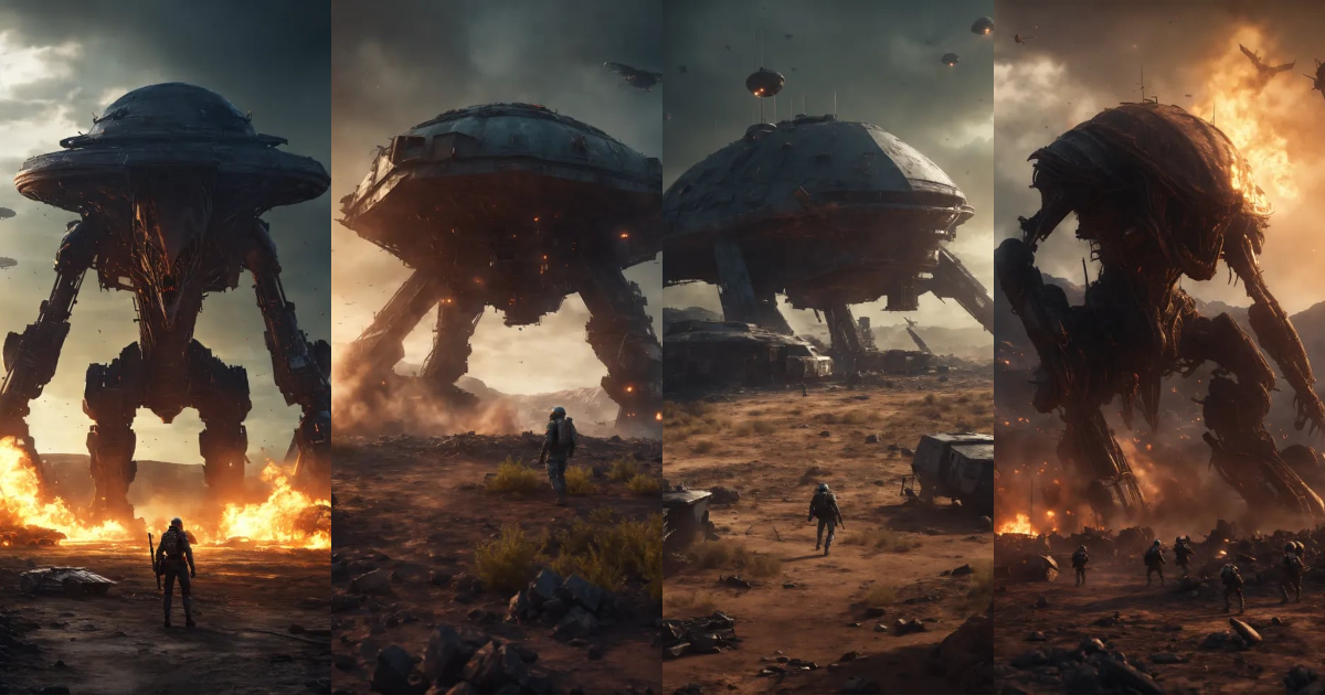 Lexica - War-torn battlefield, menacing environment, Alien, 8K ...