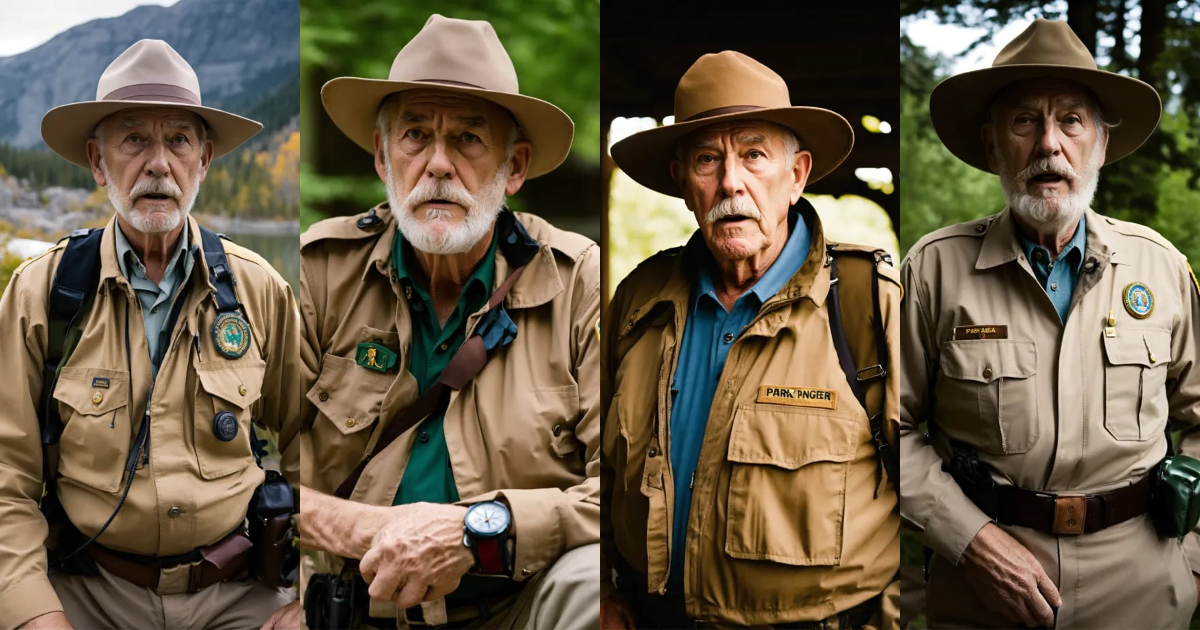 Lexica - Scared unique expressive old park ranger canadian man casually ...