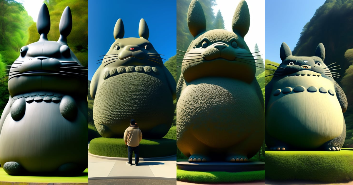 Lexica - A huge stone statue of Totoro