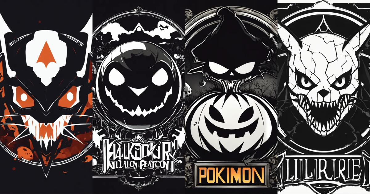 Lexica - Black and white killer scary Halloween Pokémon logo