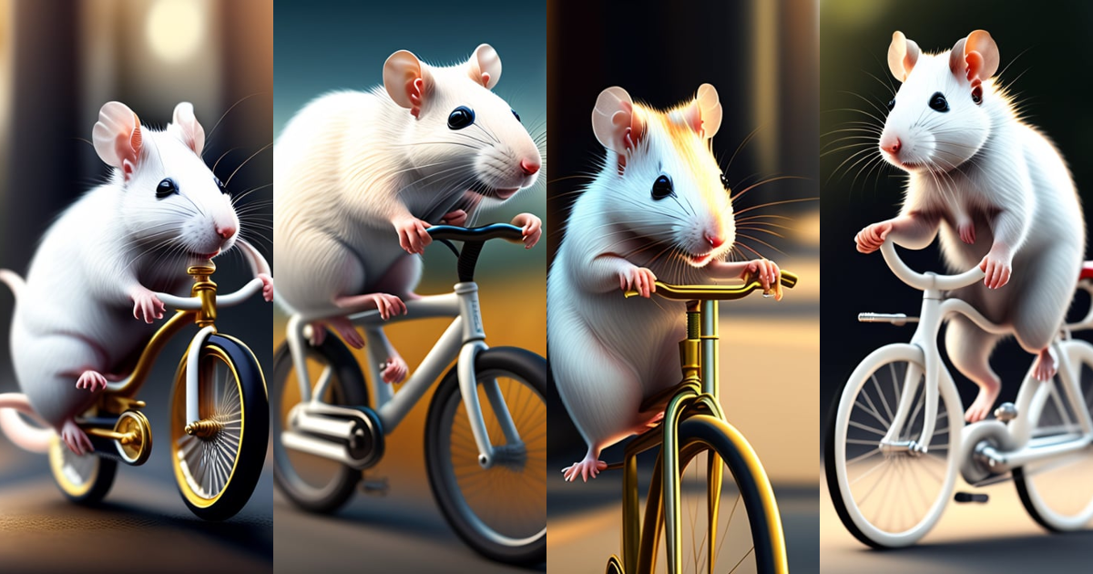 Lexica - A white rat riding a bike photorealistic style