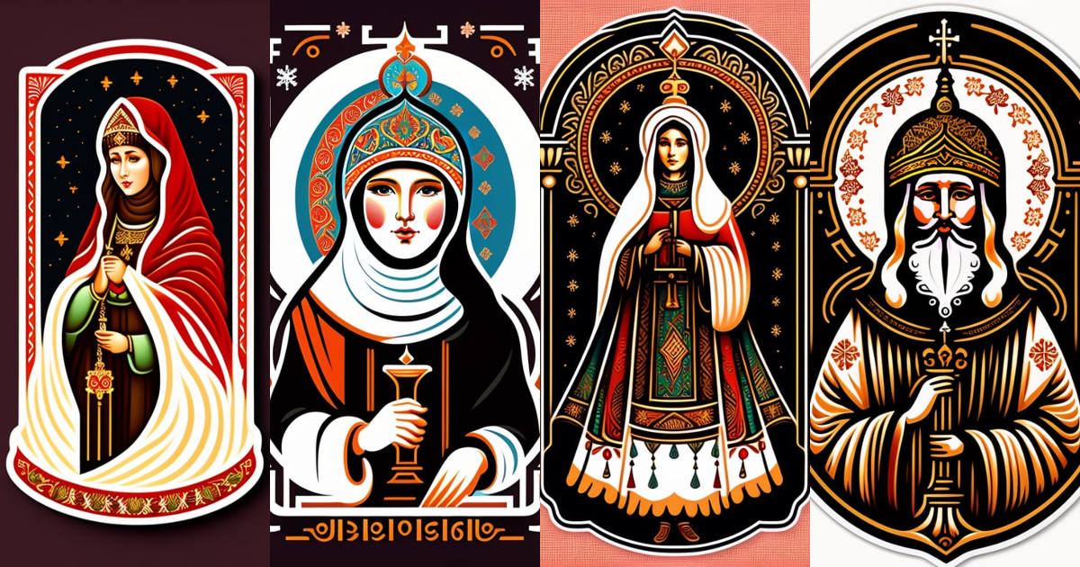 Lexica - Doodle Russian orthodox winter, sticker, woman - art, svg ...