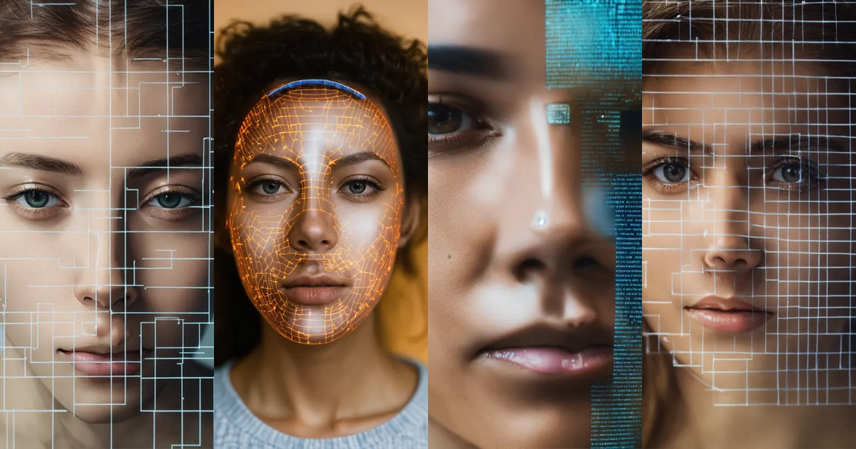 Lexica - A close-up shot of a person's face. The face is being scanned ...