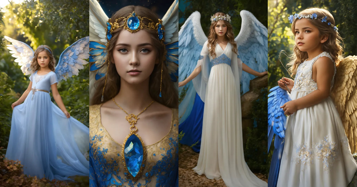 Lexica - 2 Angeles guardianes varones con alas de angel de color azul ...