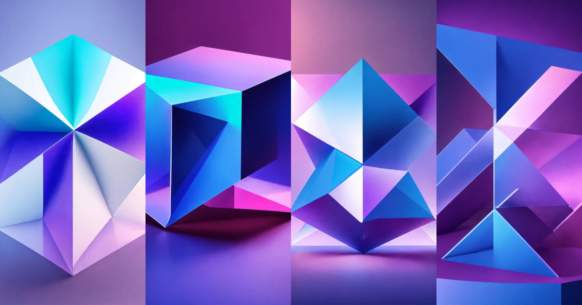 Lexica - Oblique perspective shape, 3D, intersecting prism in cross ...