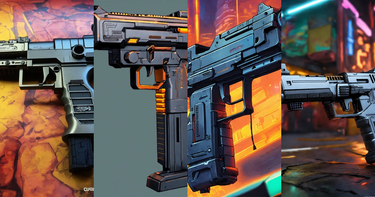 Lexica - Cyberpunk machine pistol like a gun metal gray out mac-10 ...