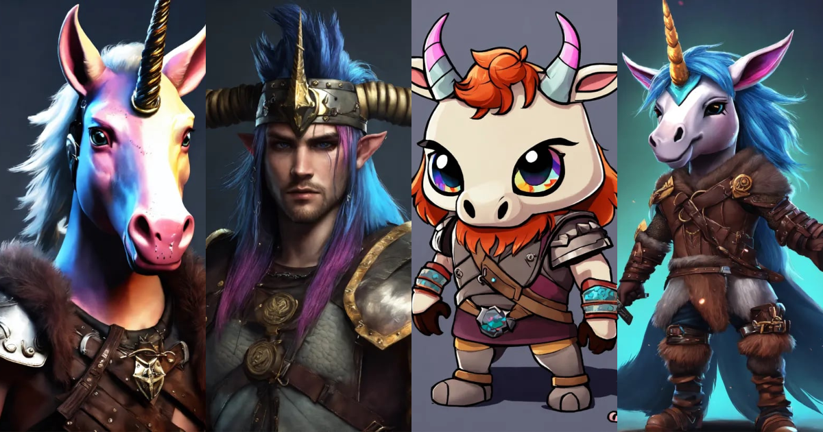 Lexica - Game character cartoonish realistic emo rock evil emo unicorn ...