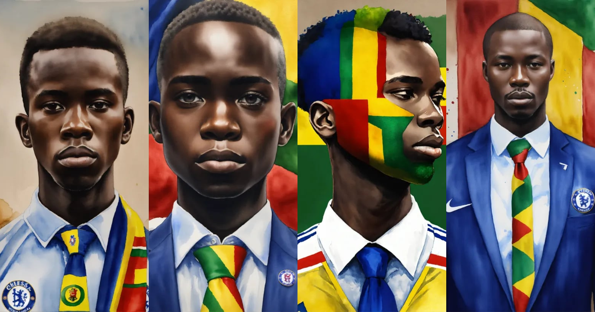 Lexica - Faceless African dressed in a Chelsea soccer team tie, only ...