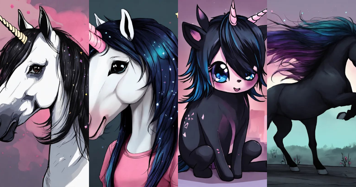 Lexica - Emo unicorn with black hair