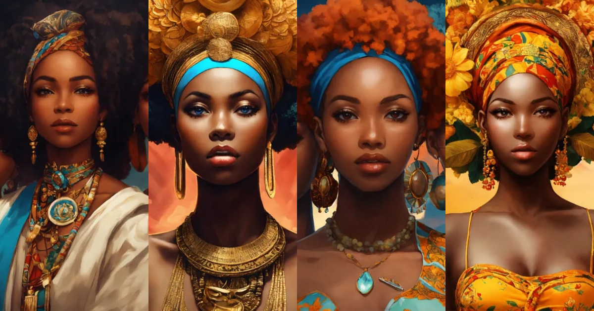 Lexica - Create a portrait with a group of Afrocentric women using this ...