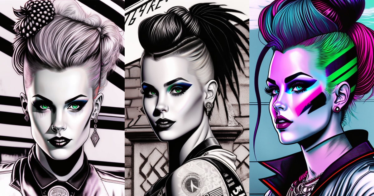 Lexica - 1990;s UK punk Mohican roller derby skater girl gritty pop art ...