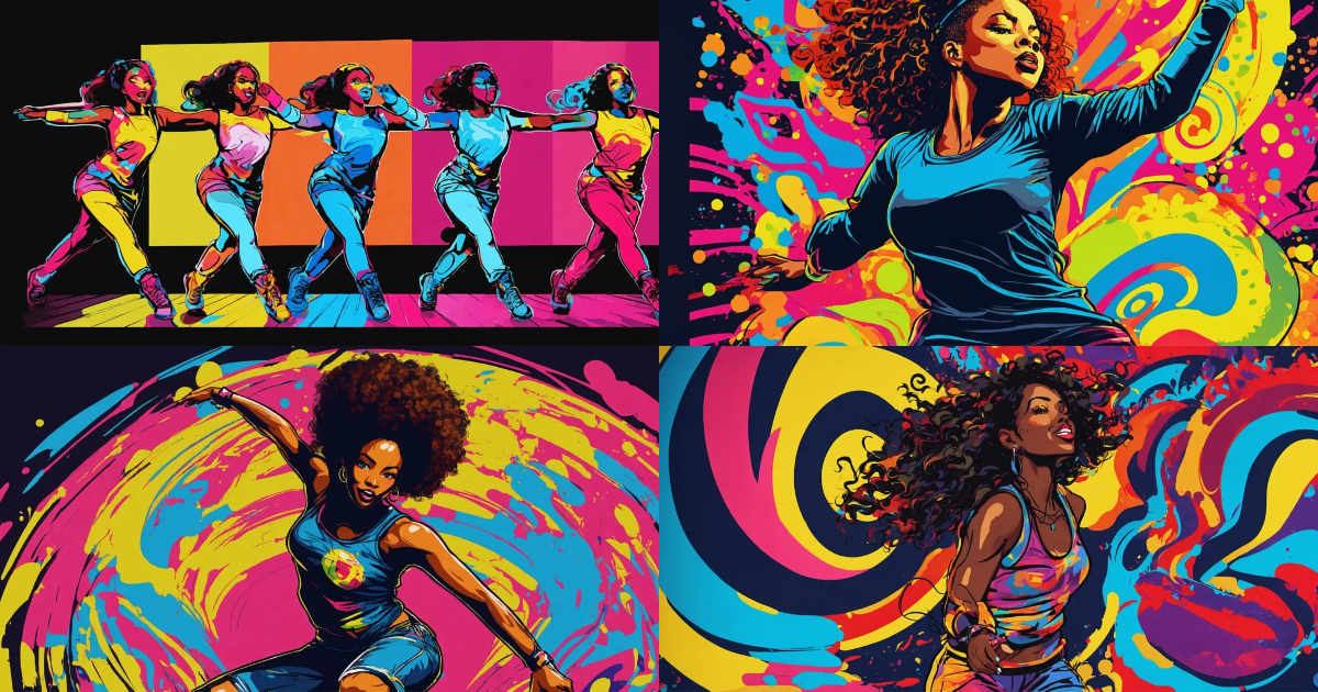 Lexica - Pop Art Street Dance Black Woman in urban pop art dance attire ...