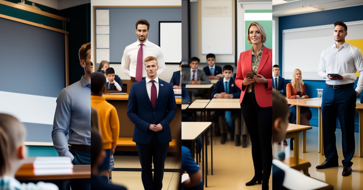 Lexica - A white-skinned young English teacher stands in front of the ...