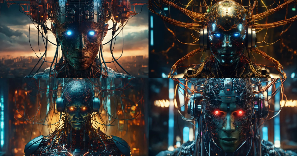 Lexica - Evil demonic AI god with wires connecting to many human brains ...
