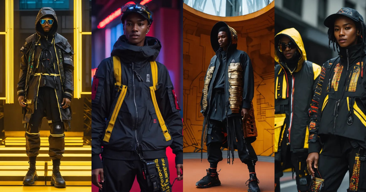 Lexica - Highly detailed black modelCyberpunk techwear streetwear look ...