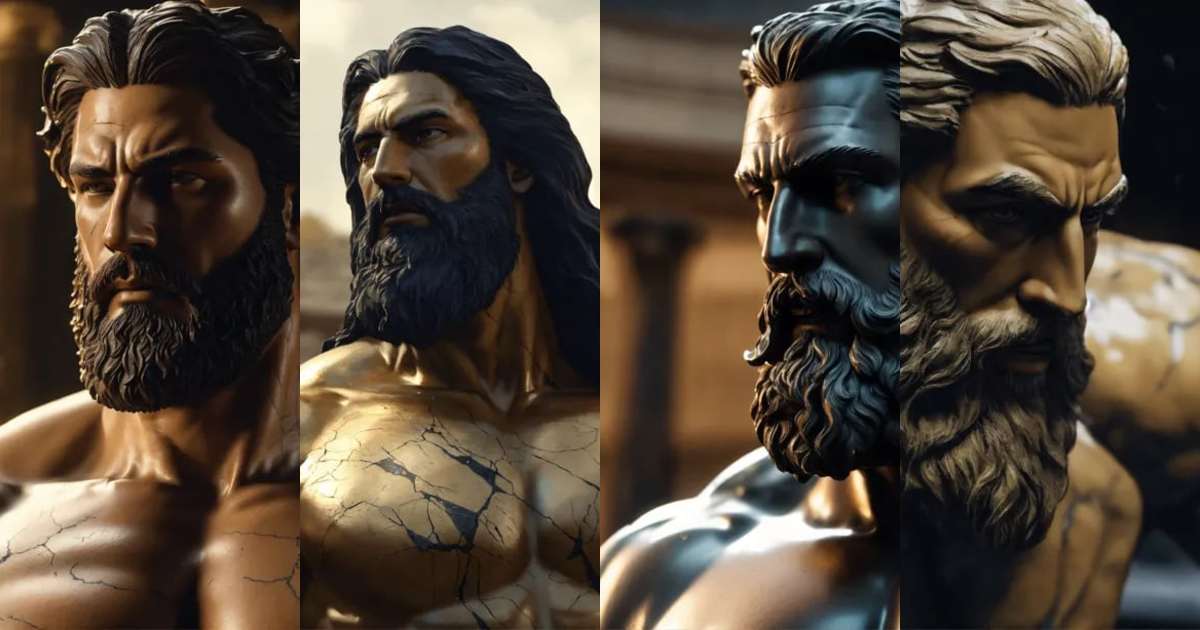 Lexica - A muscular statue of a strong Greek man with beard and scars ...