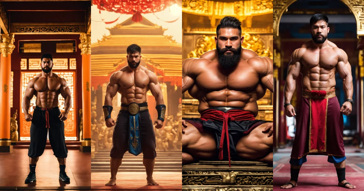 Lexica - 30-year-old hairy man with big muscles, Kung Lao, big ...