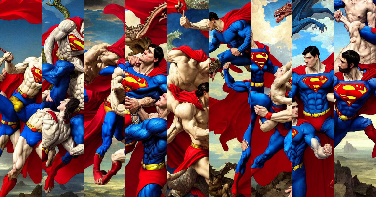 Lexica - Renaissance painting of aggressive evil superman strangling a ...