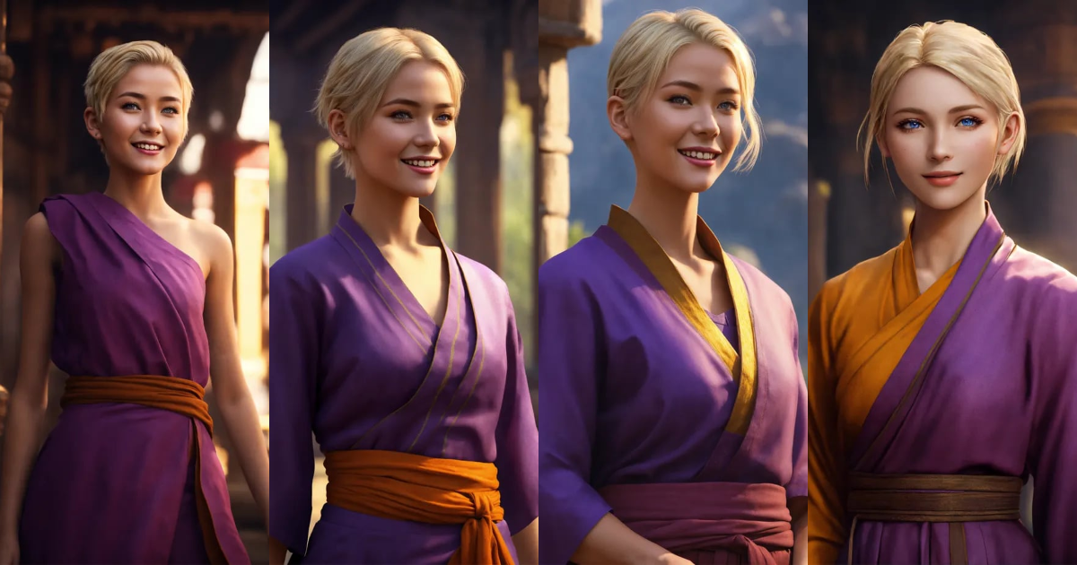 Lexica - A slim young female monk. She has short blond hair. She is ...