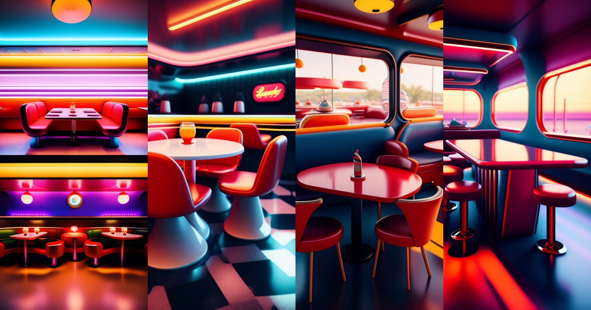 Lexica - 1 9 7 5 googie cyberspace themed classic american diner ...