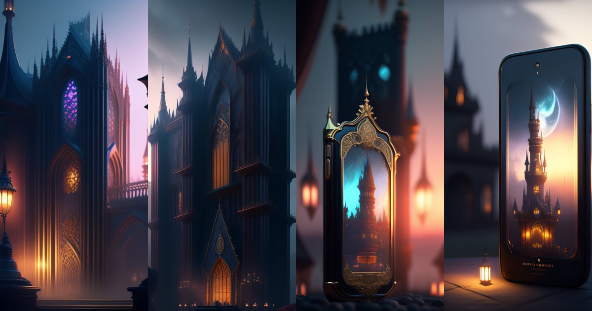 Lexica - Abstract dark fantasy transparent phone in front of a fantasy ...